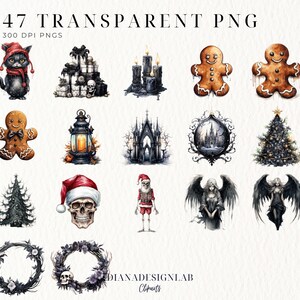 Creepy Christmas Clipart, Winter Holiday Png, Goth Christmas Clipart ...