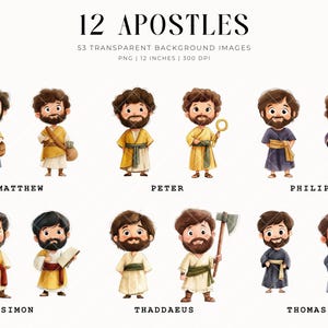 12 Apostles Clipart, Biblical Characters Stories, Last Supper ...