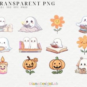 Bookish Ghost Clipart, Instant Download, Halloween Png, Svg, Designs ...