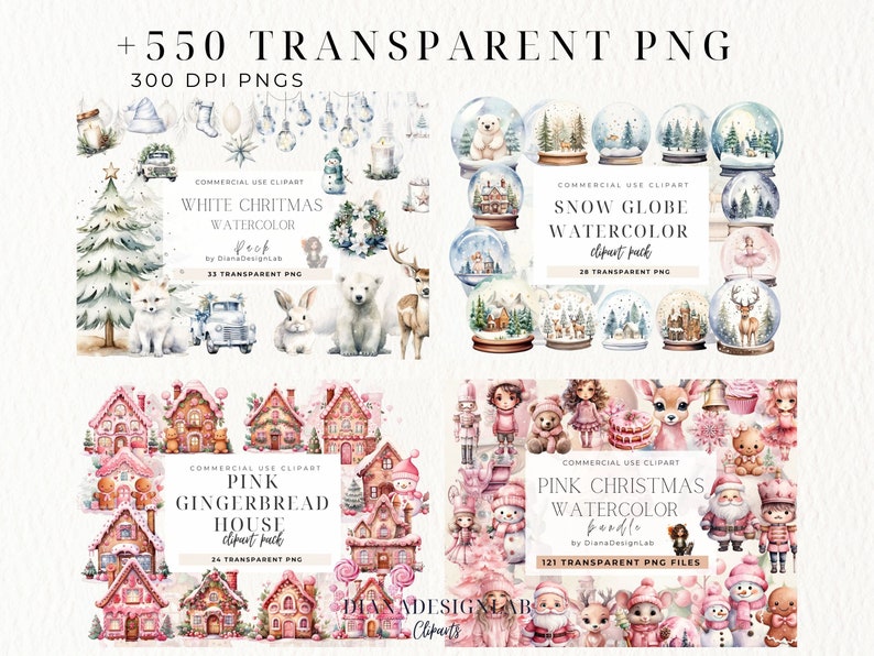 Watercolor Christmas Clipart Bundle Christmas Gift Clipart Winter ...