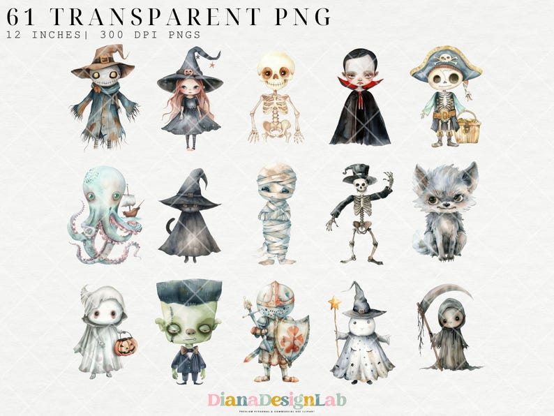 Cute Halloween Clipart, Monster Clipart, Vampire, Phantom Opera, Spooky ...