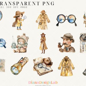 Watercolor Detective Clipart, Detective Graphics, Private Investigator ...