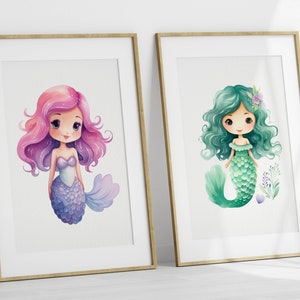 Watercolor Mermaid Under the Sea Clipart, Magical Fantasy Clip Art ...