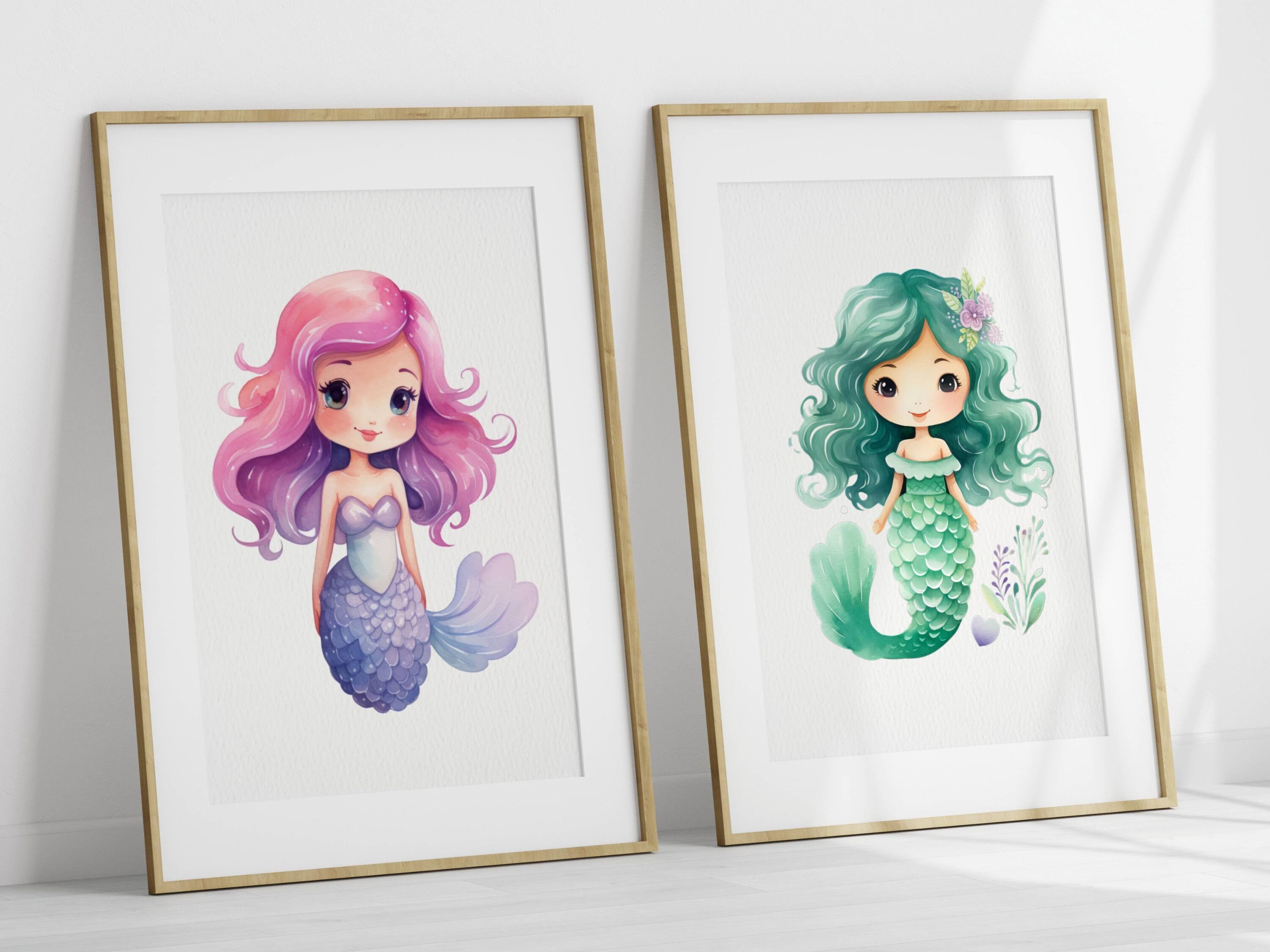 Watercolor Mermaid Under the Sea Clipart, Magical Fantasy Clip Art ...