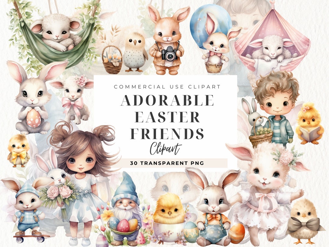 Cute Easter Characters Clipart, Cute Illustrations, Animals Spring Clip ...