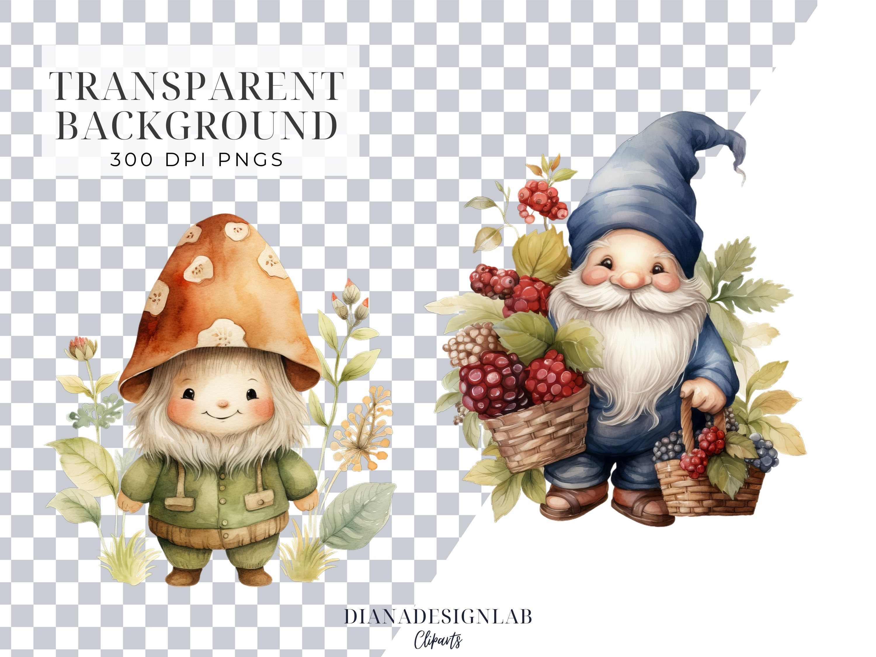 Watercolor Forest Gnomes Clipart, Camping Gnome, Commercial Use, Garden ...