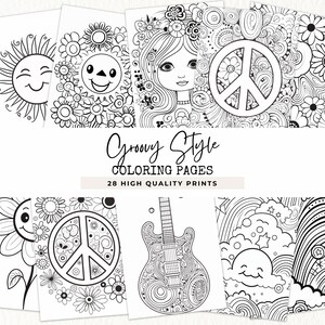 Groovy Retro Coloring Pages, Instant Download, Printable Coloring ...