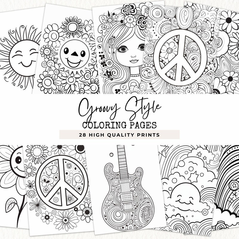 Retro Coloring Page - Etsy