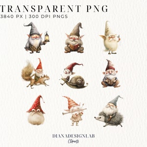 Quirky Gnomes Clipart, Easter, Reading Gnome, Whimsical Funny Gnomes ...