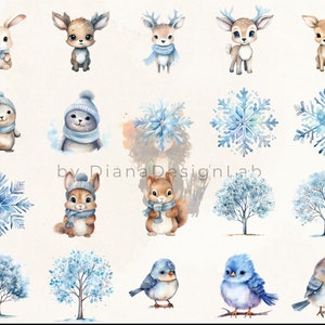 Winter Wonderland Clipart Bundle, Watercolor Winter Wonderland Baby ...