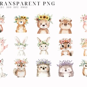 Spring Floral Animals Clipart, Spring Woodland, Spring Floral Clip Art ...
