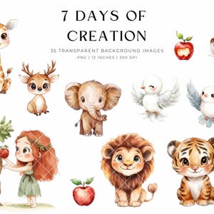 7 Days of Creation Clipart, Sunday School, Biblical Characters ...