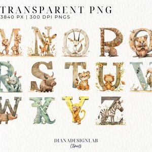 Safari Alphabet Clipart, Alphabet Letters Bundle, Jungle Animals ...