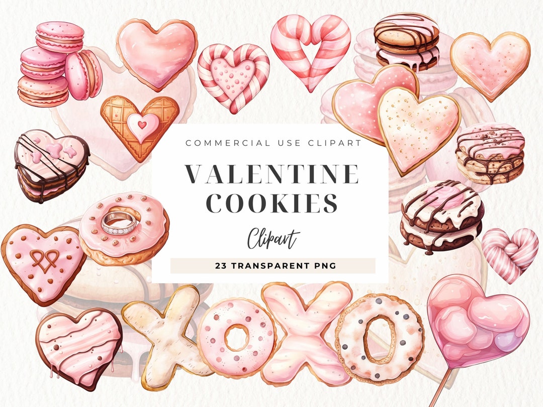 Valentine Cookies Clipart, Heart Cookie, XOXO, Cake Pops, Pink Sweets ...