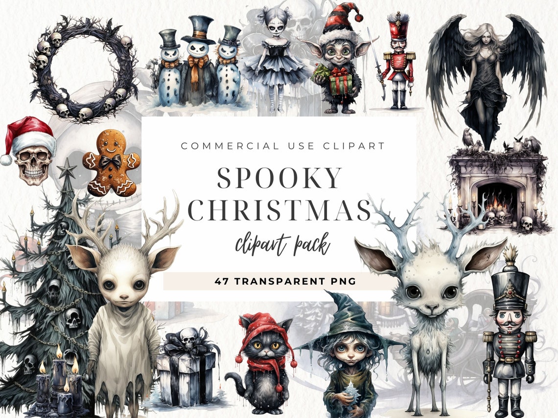 Creepy Christmas Clipart Winter Holiday Png Goth Christmas - Etsy UK