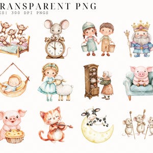 Watercolor Nursery Rhyme Clipart, Three Little Pigs, Baby Cute, Little ...