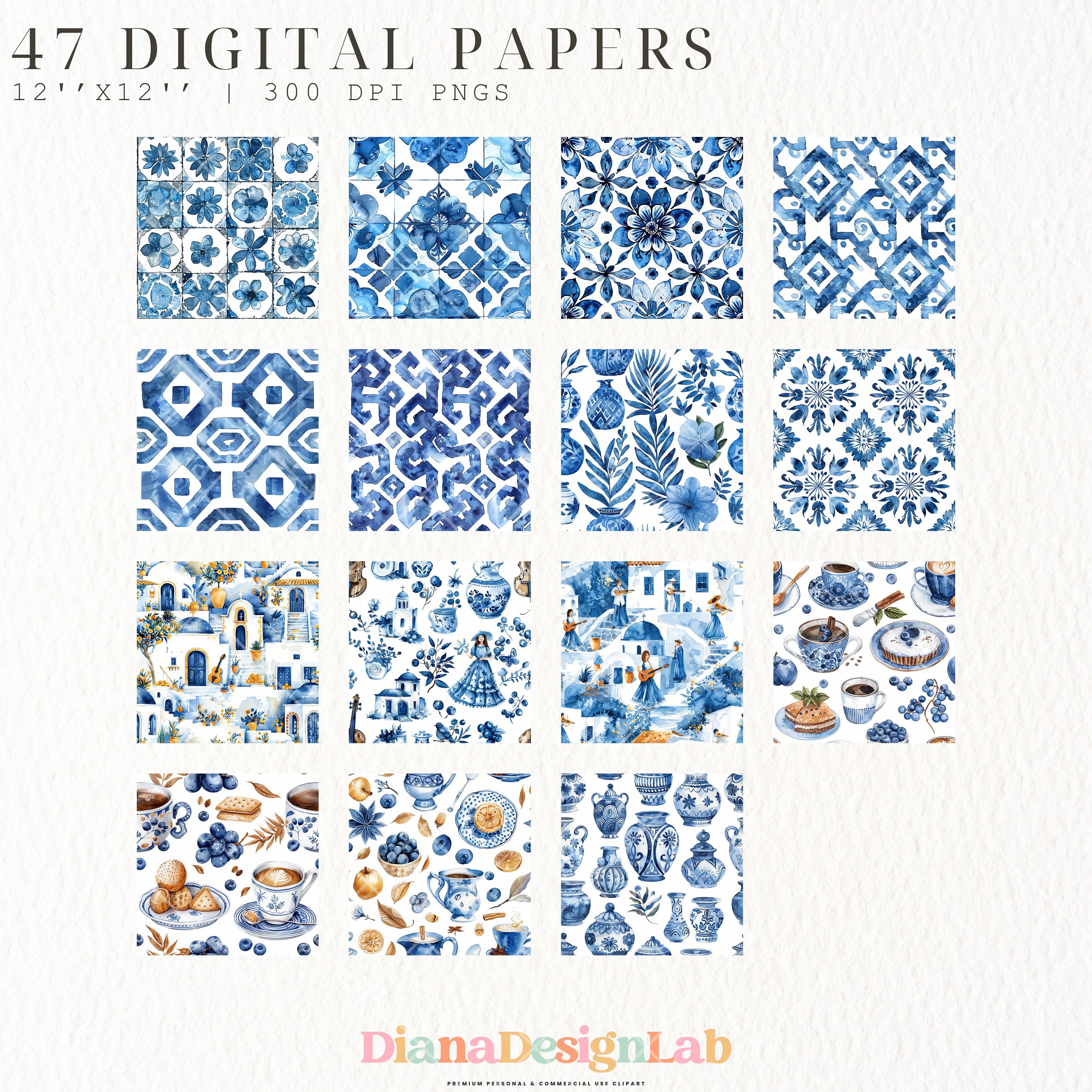 Digital Paper Santorini, Digital Download, Commercial Use, Greece ...