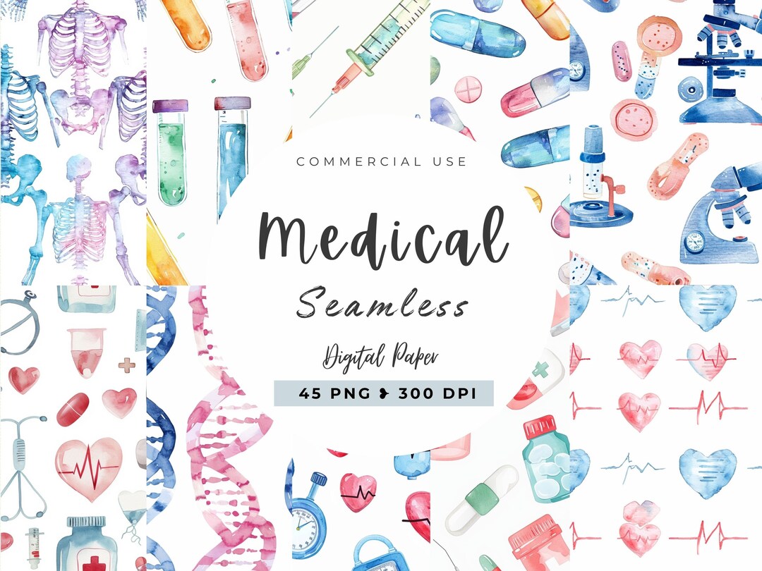 Digital Medical Seamless Paper, Commercial Use, Nurse Seamless Repeat ...