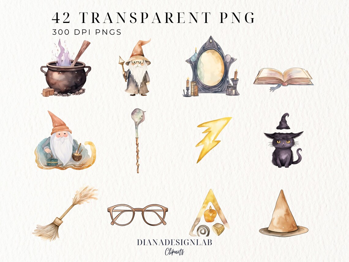 Wizard Academy Clipart, Instant Download, Wizard Students, Witches Png ...
