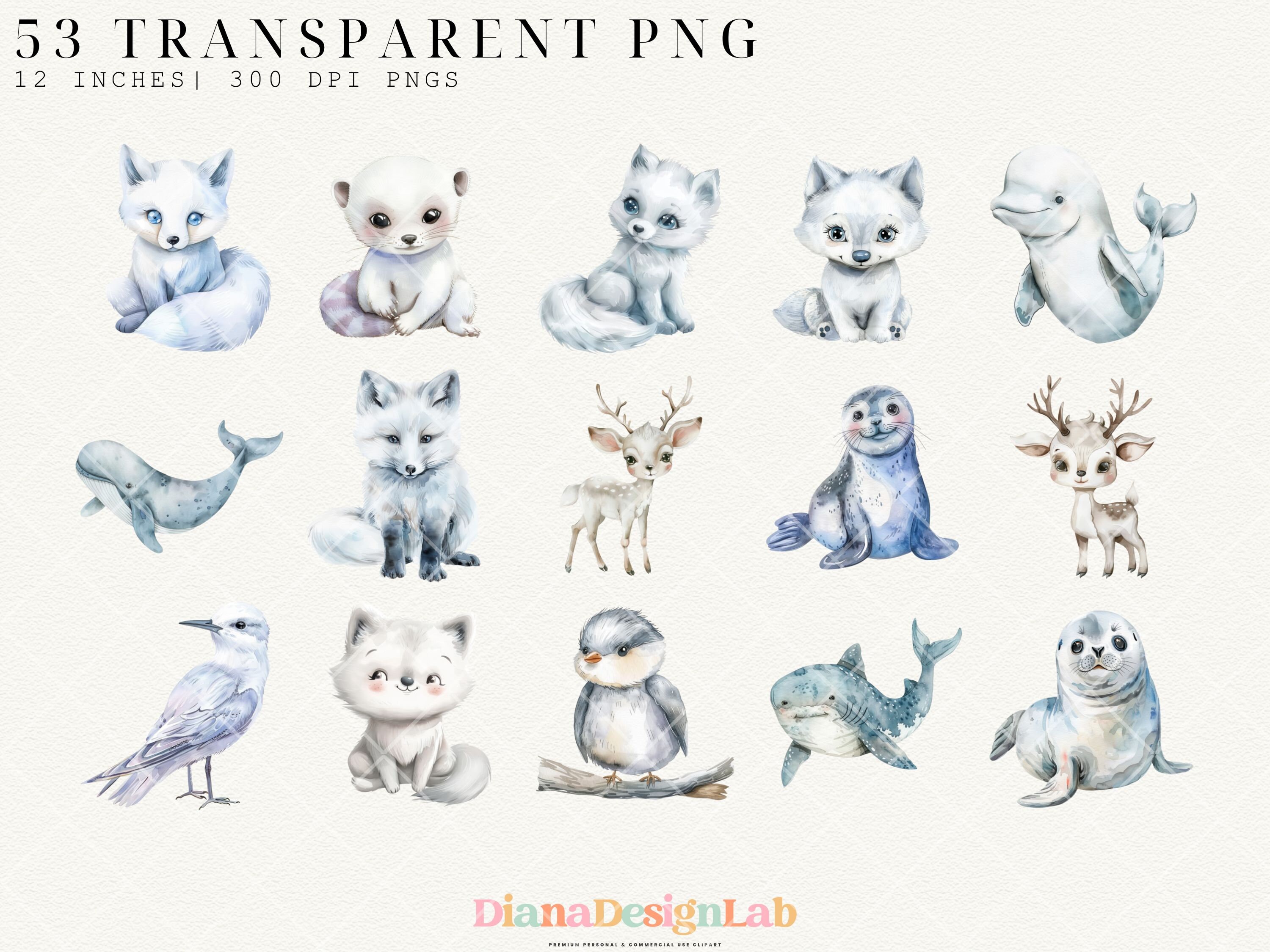 Arctic Animals Watercolor Clipart, Penguin Clipart, Forest Animals ...
