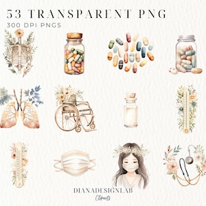 Medical Clipart Watercolor, Health Medical Illustration, Medical ...