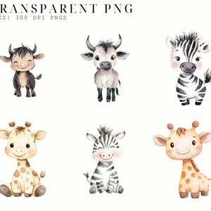 Jungle Nursery Clipart, Safari Animals, Watercolor Cute, Birthday ...