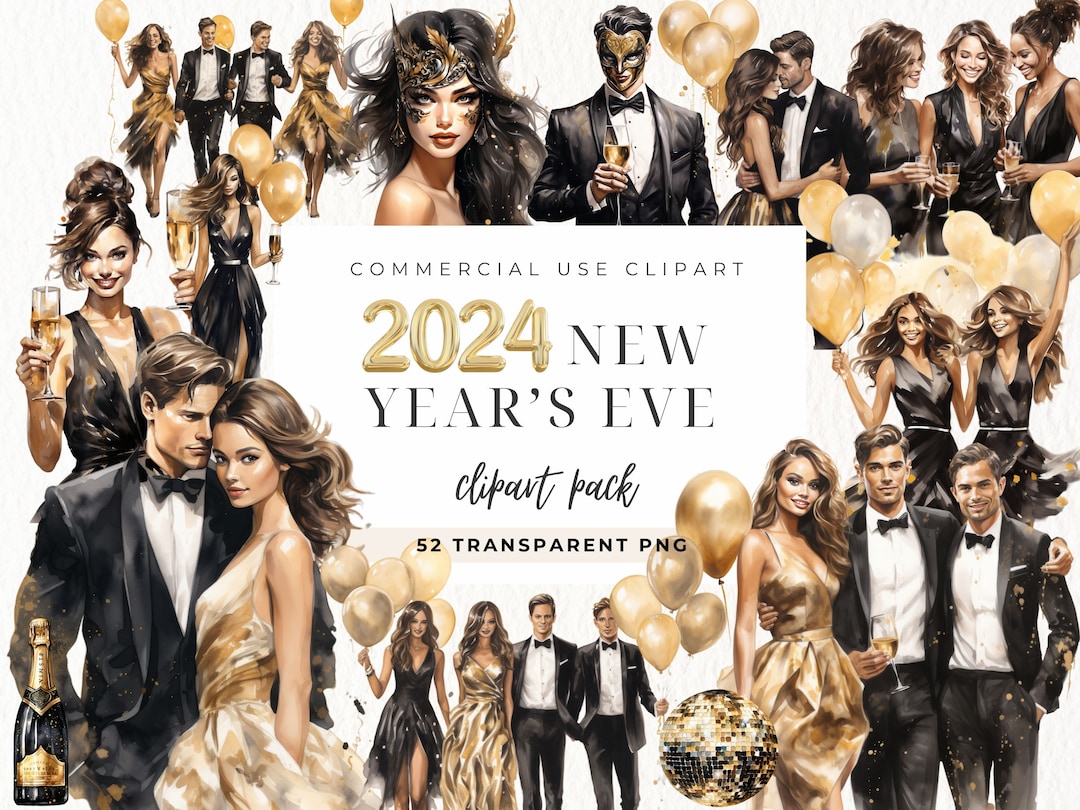 2024 New Years Clipart, New Years Eve Party Clipart, Happy New Year ...