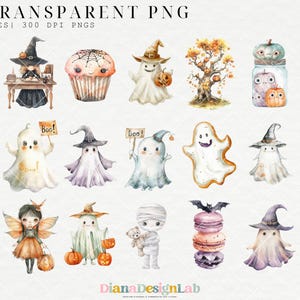 Cute Halloween Watercolor Clipart, Spooky Halloween, Witch, Ghost ...
