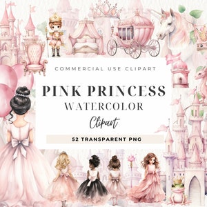 Little Princess Clipart Watercolor, Pink Magical Castle, Pretty ...