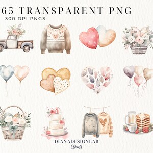 Watercolor Valentines Day Clipart, Boho Valentines Clip Art, Teddy ...