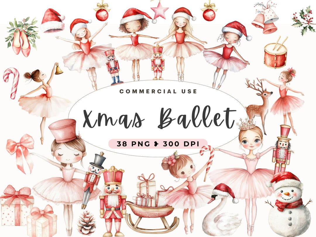 Watercolor Christmas Ballerina Clipart, Nutcracker, Princess, Kid ...