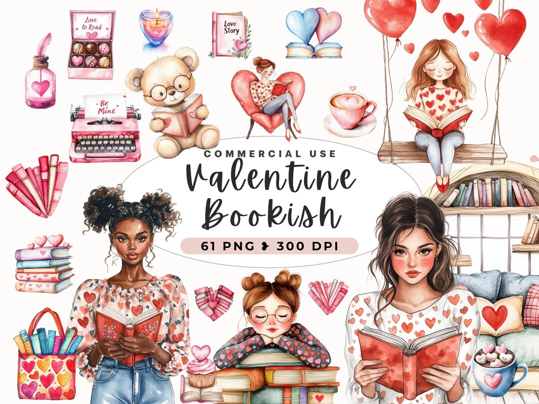 Valentine Bookish Clipart, Bookish Png, Love, Bookish Romance, Book ...