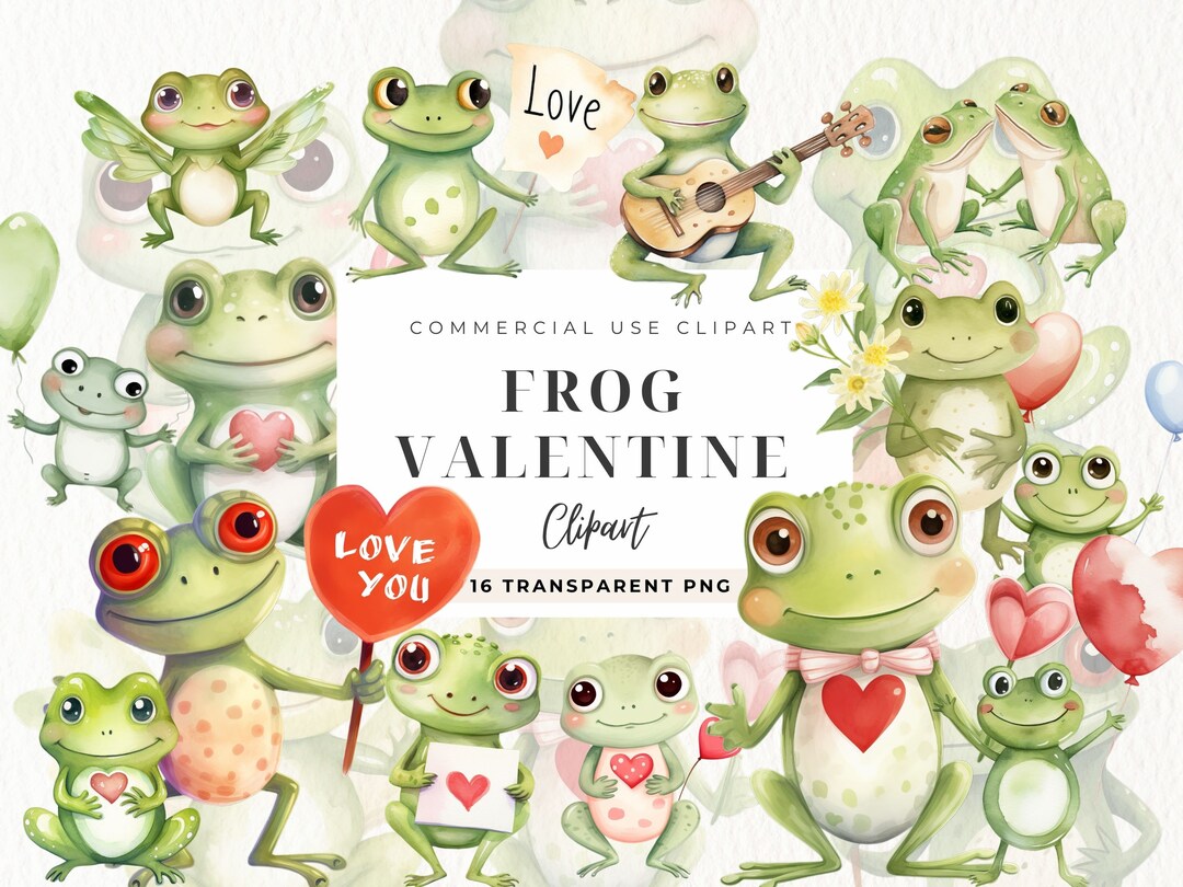 Frog Valentine Clipart, Digital Clipart Scrapbooking, Cute Frog, Couple ...
