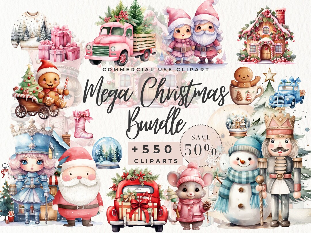 Watercolor Christmas Clipart Bundle Christmas Gift Clipart Winter ...