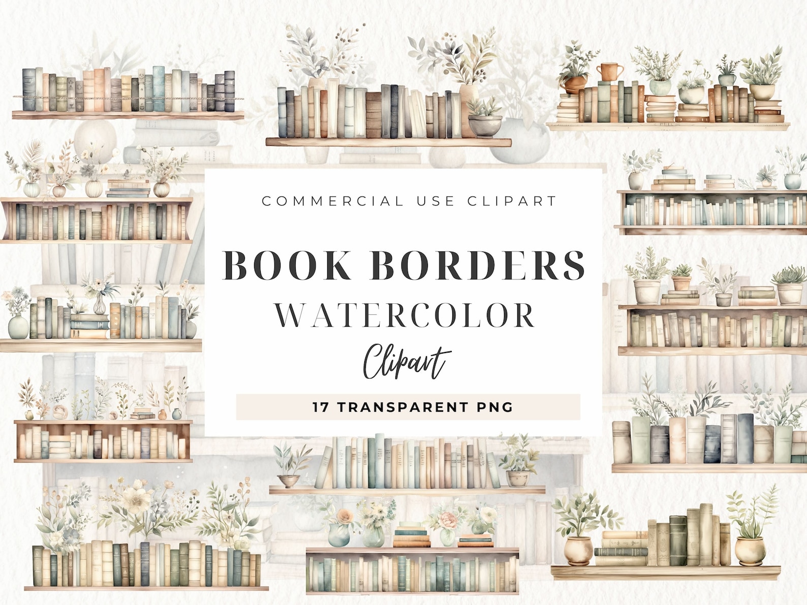 Book Borders Clipart, Paper Book Print for Kids, Digital Download ...