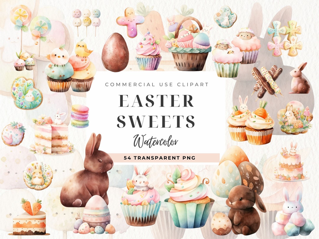 Watercolor Easter Cupcake Clipart, Digital Download, Cake, Easter ...