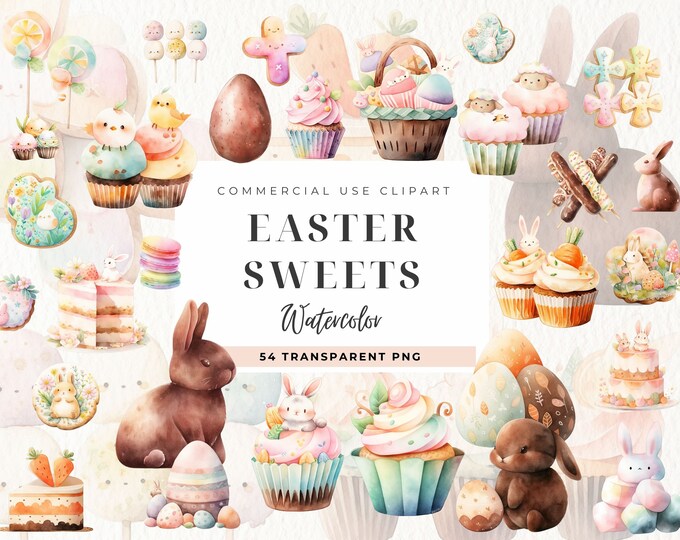 Watercolour Easter Cupcake Clipart, Transparent PNG, Pastel Easter ...
