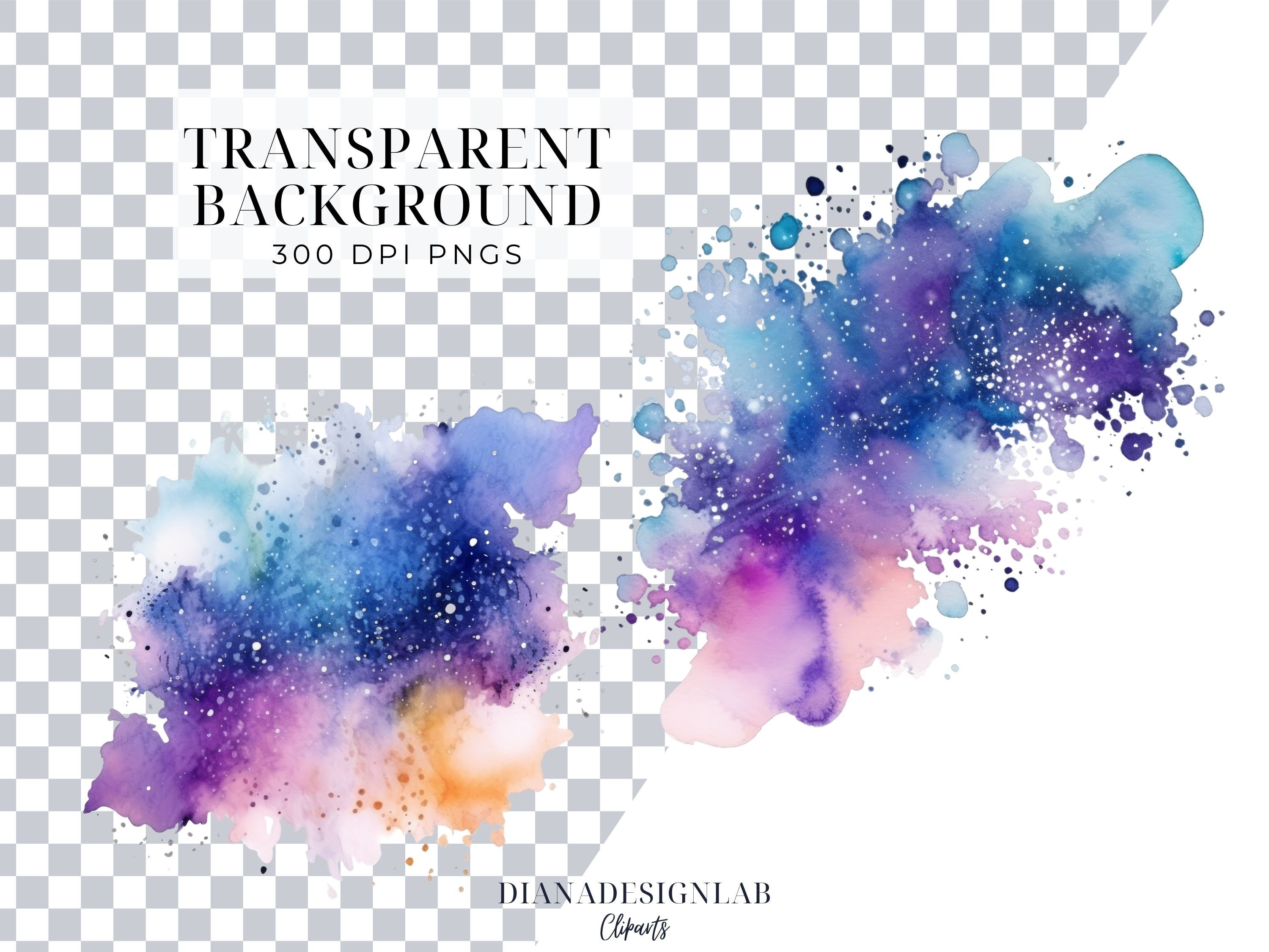 Galaxy Watercolor Splatter Clipart, Abstract Background, Splashes ...