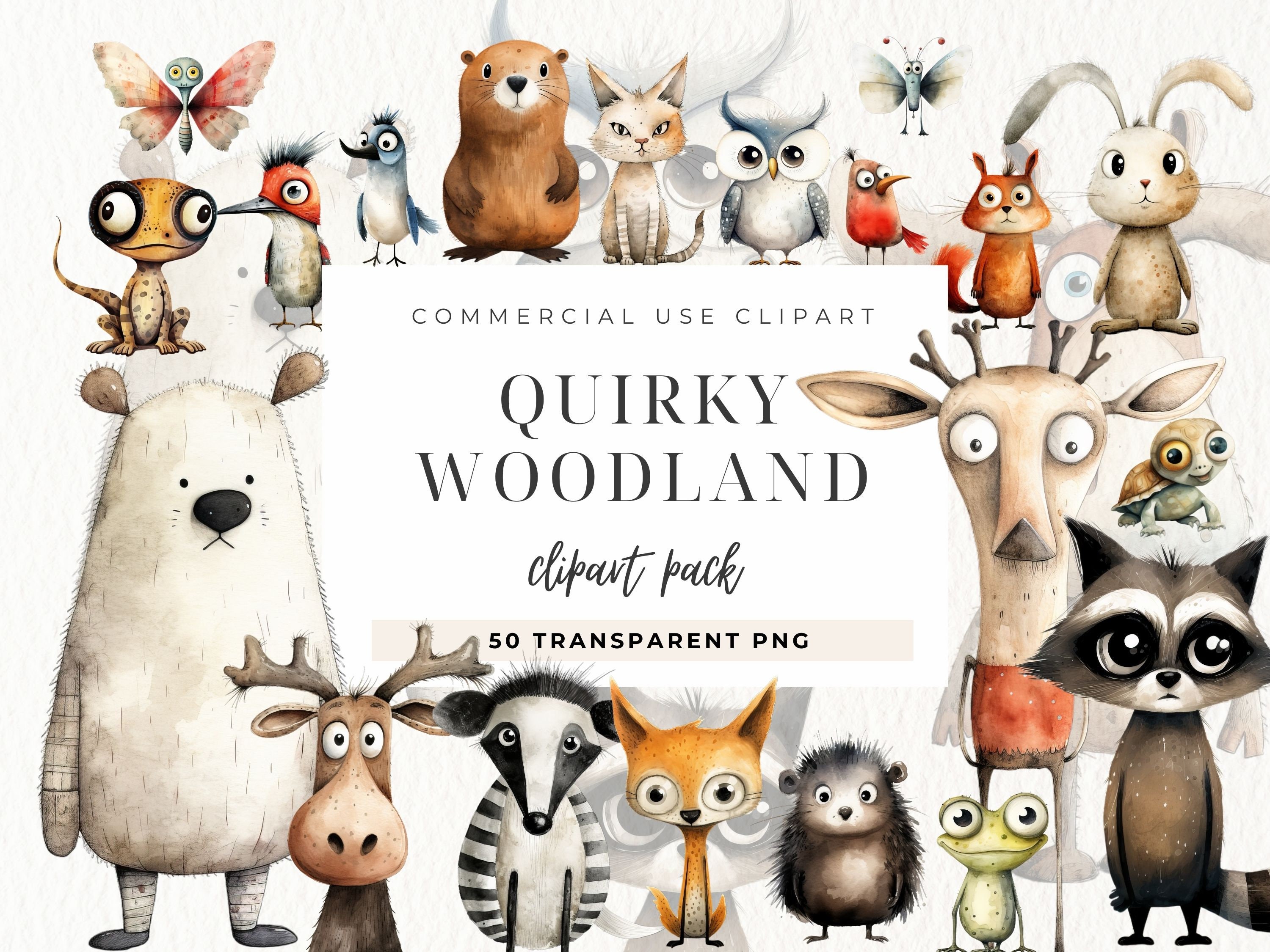 Quirky Woodland Animals Clipart, Digital Download, Memory Books, Card ...