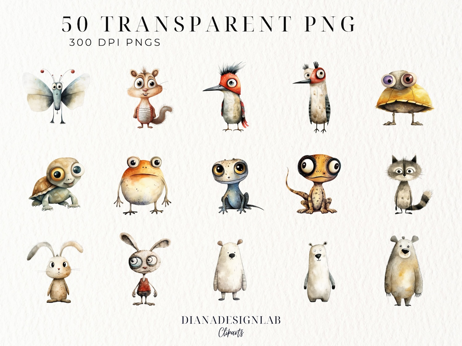 Quirky Woodland Animals Clipart, Digital Download, Memory Books, Card ...