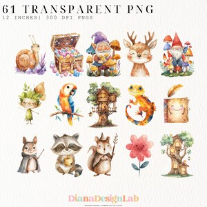 Enchanted Forest Clipart, Nursery Art, Wall Art, Commercial Use, Cute ...