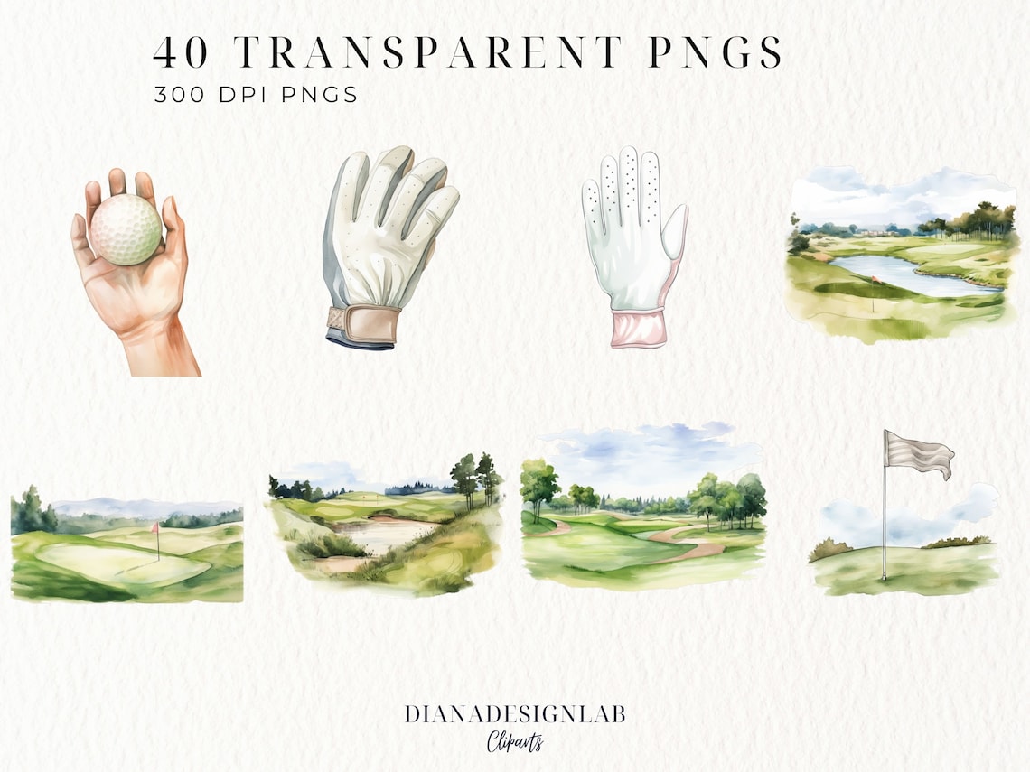 Watercolor Clipart Golf, Commercial Use, Sports Balls Download, Golf ...