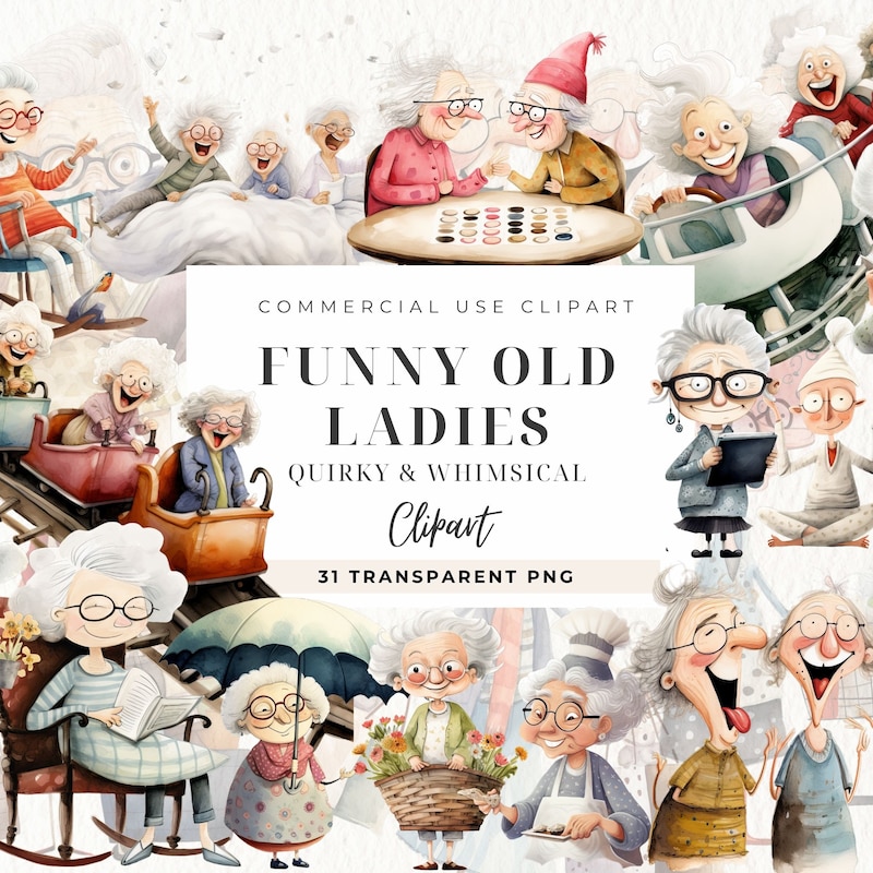 Funny Old Ladies Clip Art - Etsy