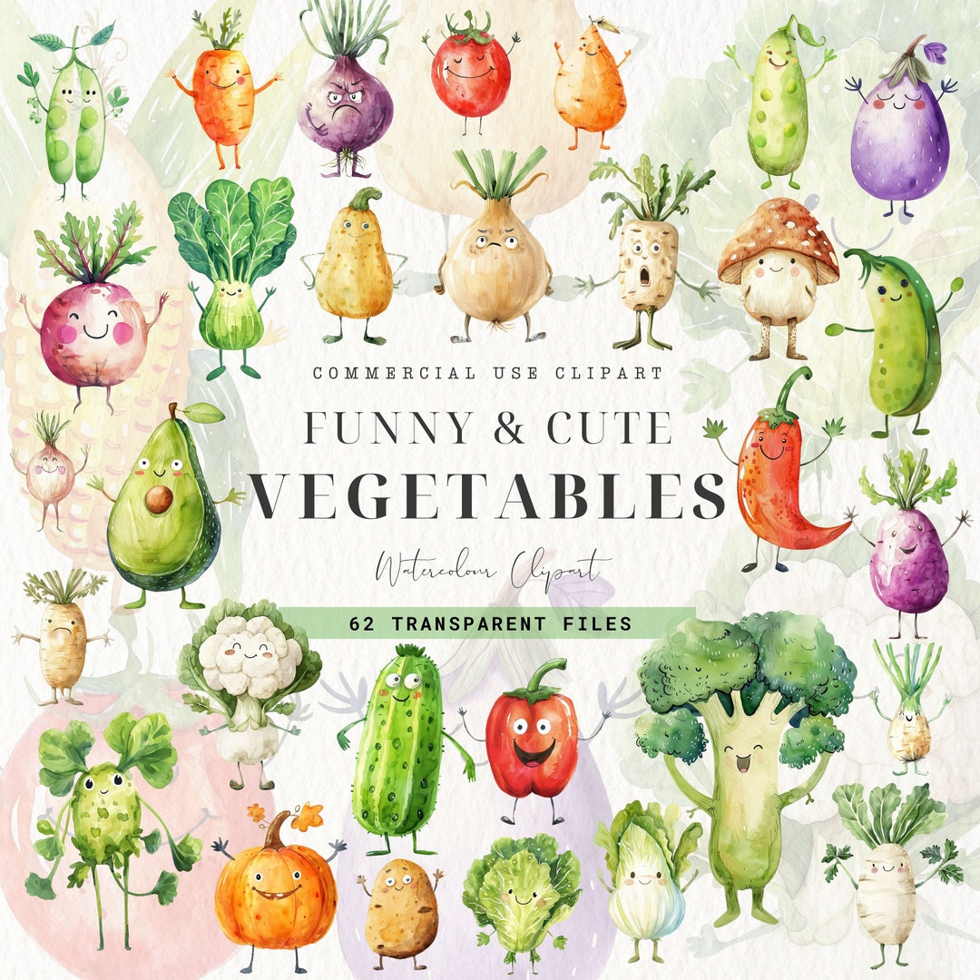 Watercolor Clipart Vegetables, Healthy Food, Cute Potato, Garden, Funny ...