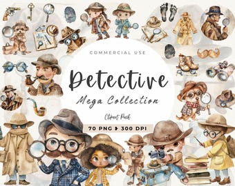 Watercolor Detective Clipart, Detective Graphics, Private Investigator ...