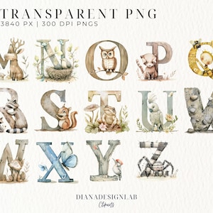Woodland Alphabet Clipart, Letter Clip Art, Fog Forest, Commercial Use ...