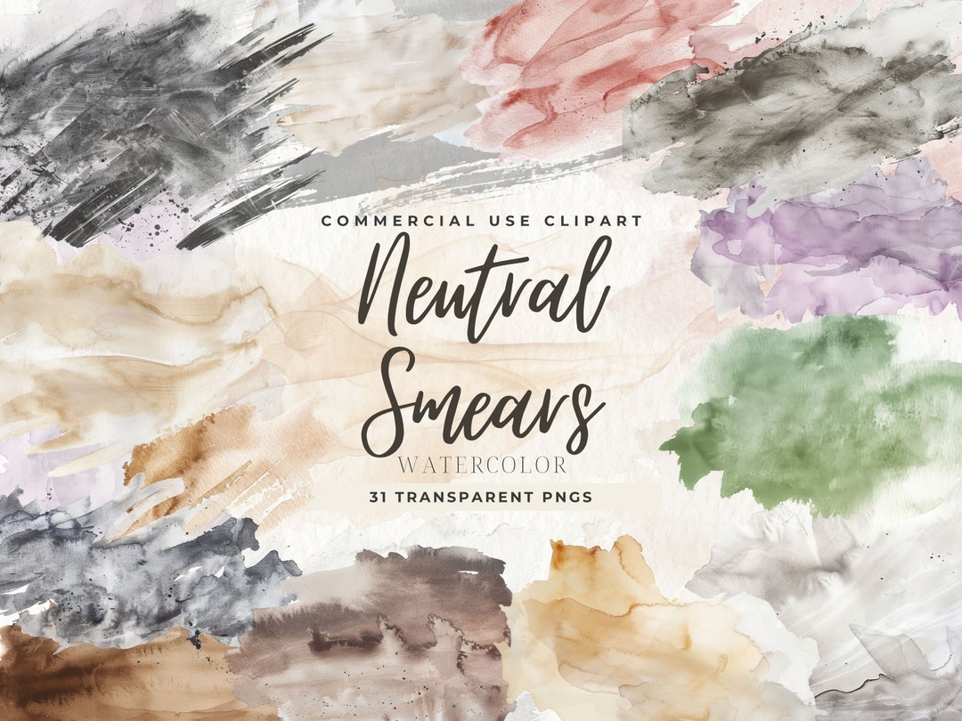 Neutral Smear Clipart, Watercolor Splatter Clipart, Abstract Background ...