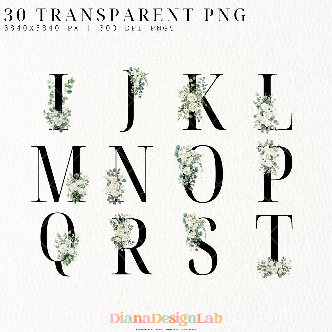 Watercolor Floral Alphabet Clipart, Commercial Use, Wedding Letters Png ...