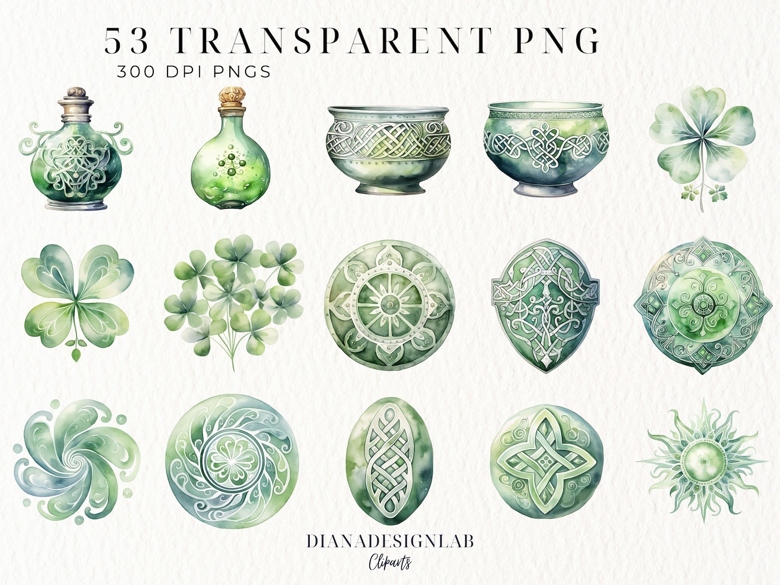 Celtic Ireland Watercolor Clipart, Scrapbook, Junk Journal, Celtic Clip ...