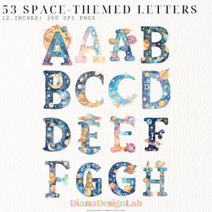 Space Alphabet Clipart, Digital Download, Boys Alphabet Png, Space ...